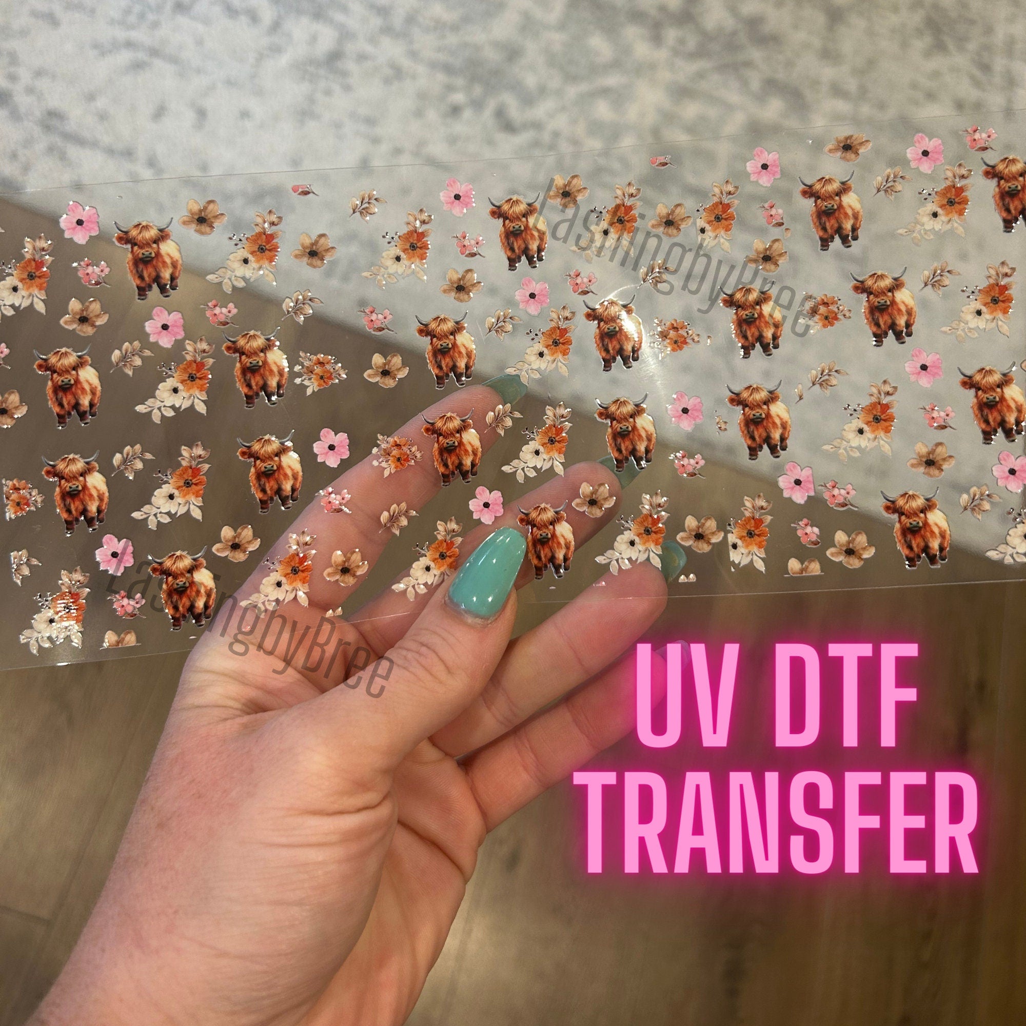 UV DTF Wrap Decal Sticker - 16oz Libbey Glass Can Tumbler Mini Cow Wrap ...