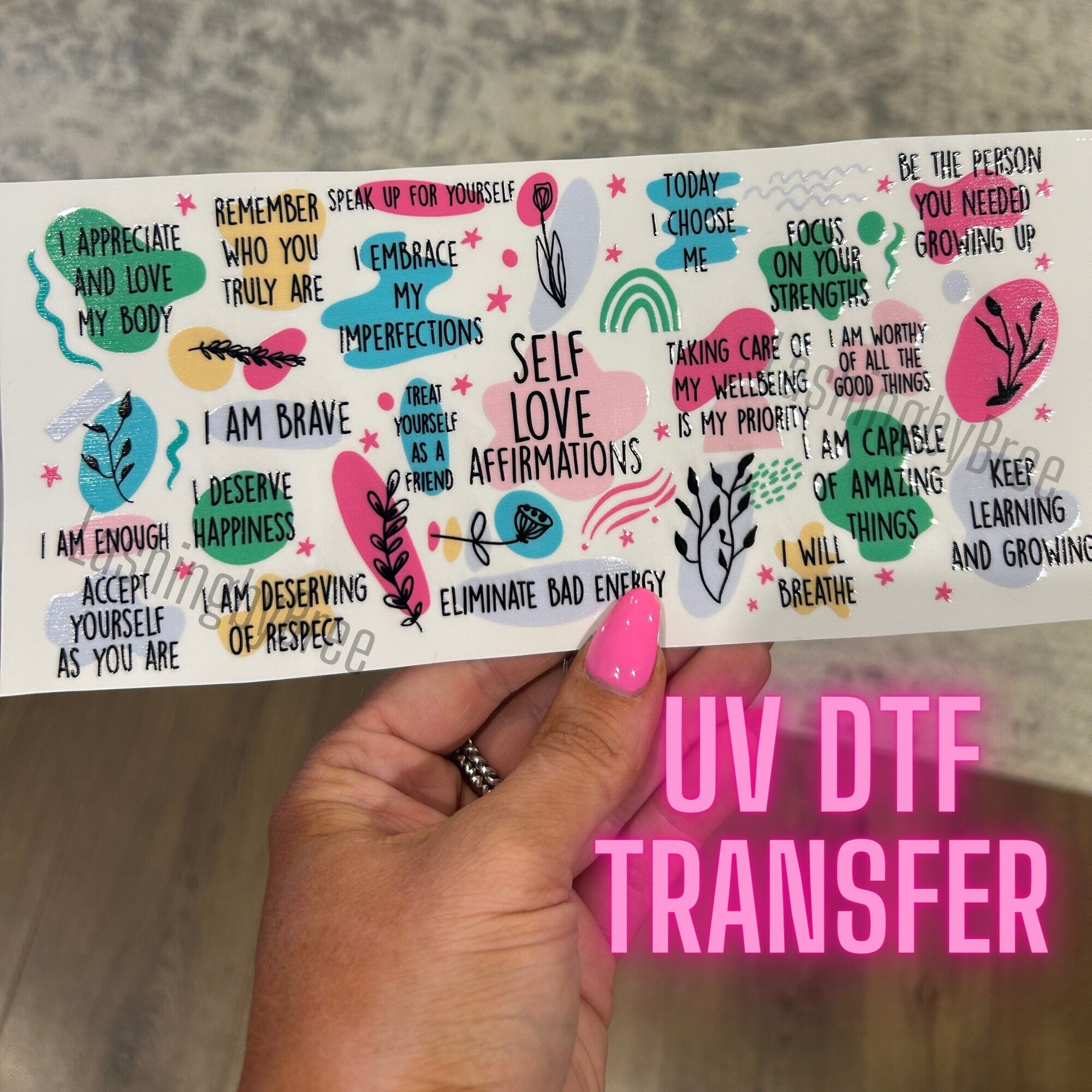 UV DTF Wrap Decal Sticker - 16oz Libbey Glass Can Tumbler Self Love ...