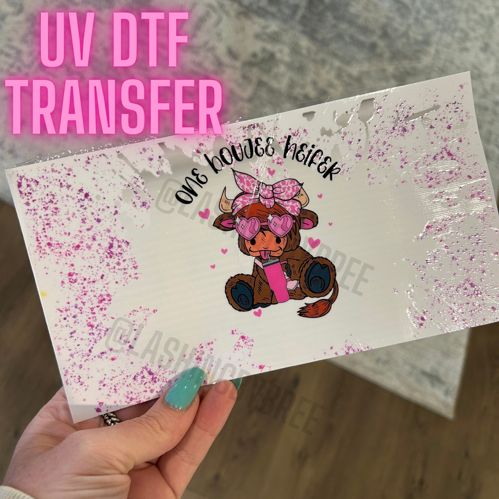 UV DTF Wrap Decal Sticker - 16oz Libbey Glass Can Tumbler One Boujee Heifer | Lashing by Bree